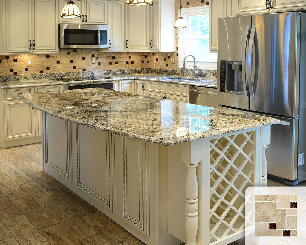 Travertine Honed Tile Brown Glass Mosaic Kitchen Backsplash ...