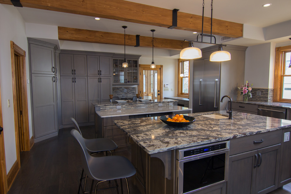 Two islands with seating areas at both. - Transitional - Kitchen ...