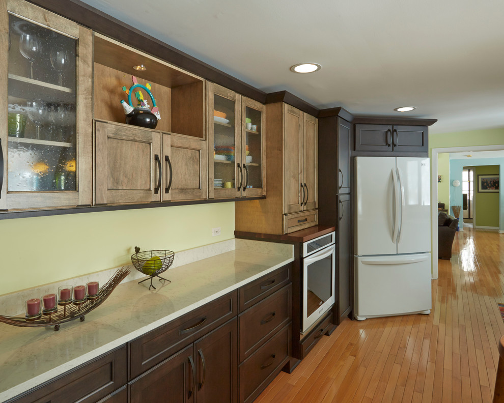 Two tone galley kitchen in Riverwoods - Transitional - Kitchen ...