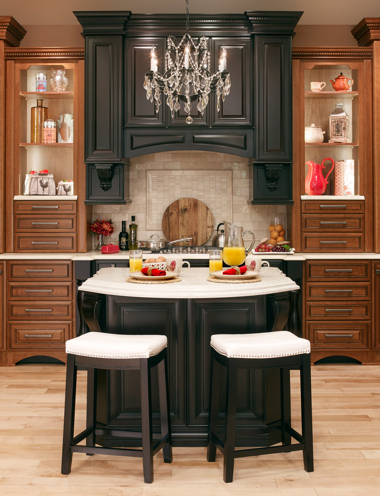 Two-Toned Country Kitchen with Island - Traditional - Kitchen - New ...