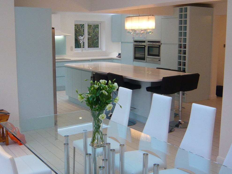 Ultima Duck Egg Blue Handle-less Kitchen - Modern - Kitchen - Sussex ...