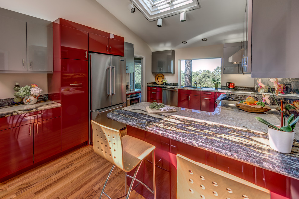 Ultra Contemporary, Red, High Gloss Kitchen, Designed By: Cynthia ...