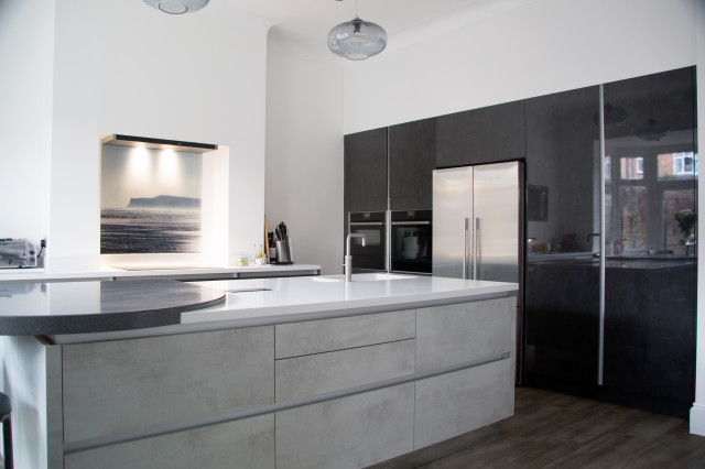 Ultra Modern handless style grey kitchen - Modern - Kitchen - Essex ...