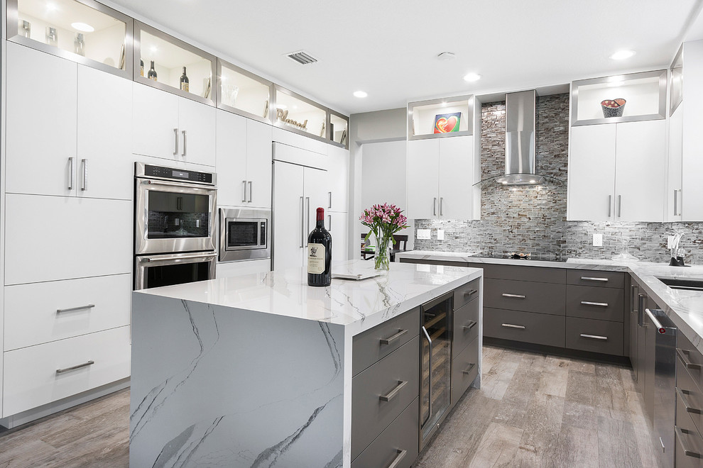 UltraMatte White and Stone Kitchen - Modern - Kitchen - Miami - by ...