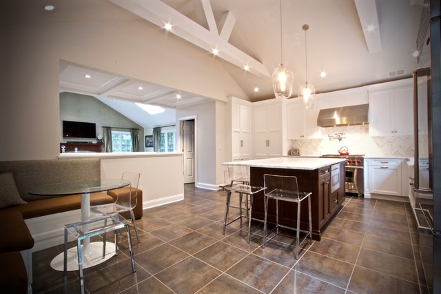 Vaulted Ceiling Contemporary White Kitchen - Contemporary - Kitchen ...