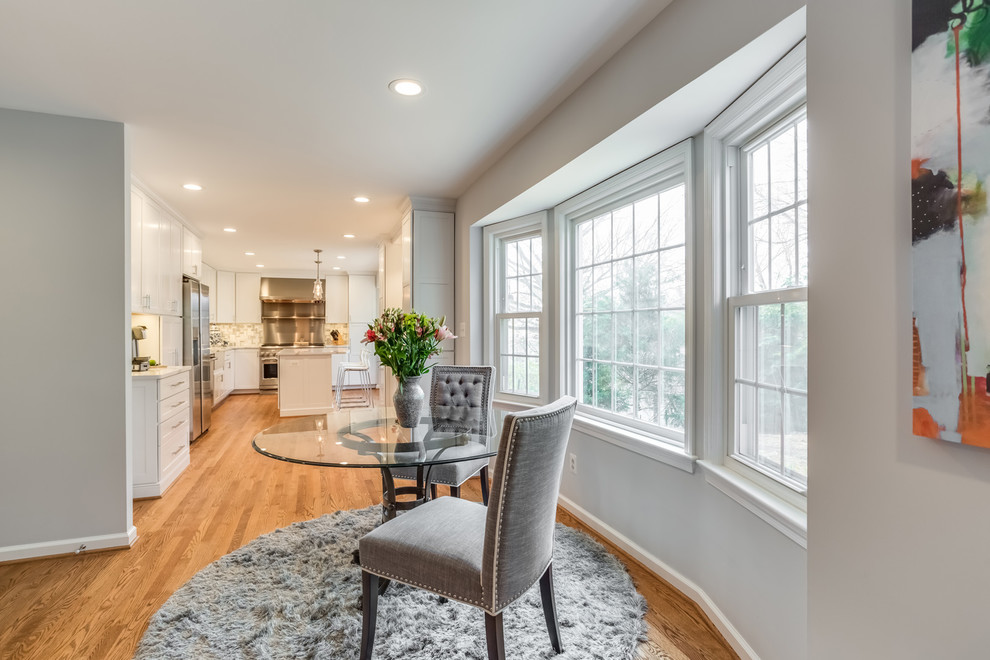 Vienna White Traditional Kitchen with Eating Area - Traditional ...