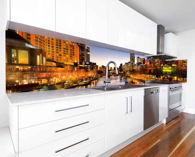 VR Art Glass - Printed Kitchen Splashback - MELBOURNE SKYLINE ...