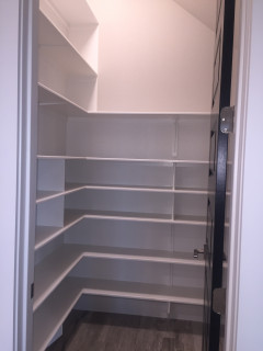 walk in pantry with floor to ceiling shelves - Transitional - Kitchen ...
