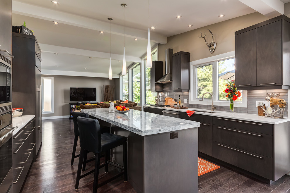 Walkthrough kitchen in dark wood - Transitional - Kitchen - Calgary ...