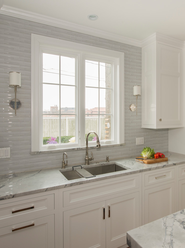 Wall Sconce and Window over Sink - Transitional - Kitchen - Chicago ...