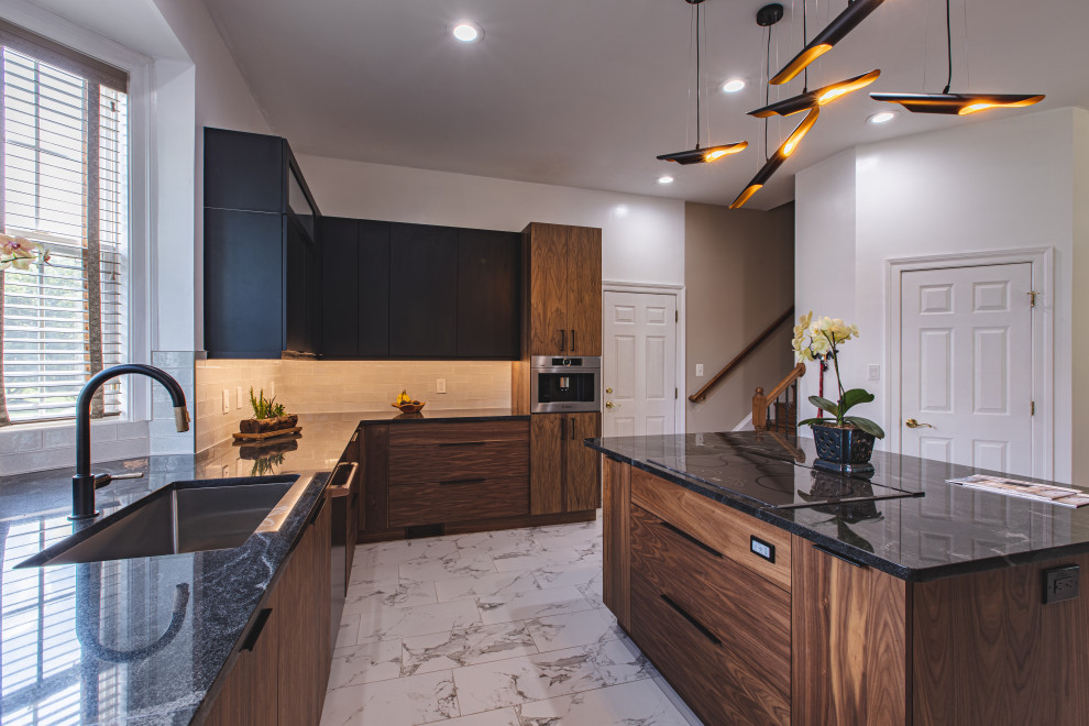 Walnut and Black Modern Kitchen Remodel - Modern - Kitchen - DC Metro ...