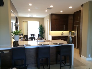 Walnut horizontal grain cabinets - Contemporary - Kitchen - Las Vegas ...