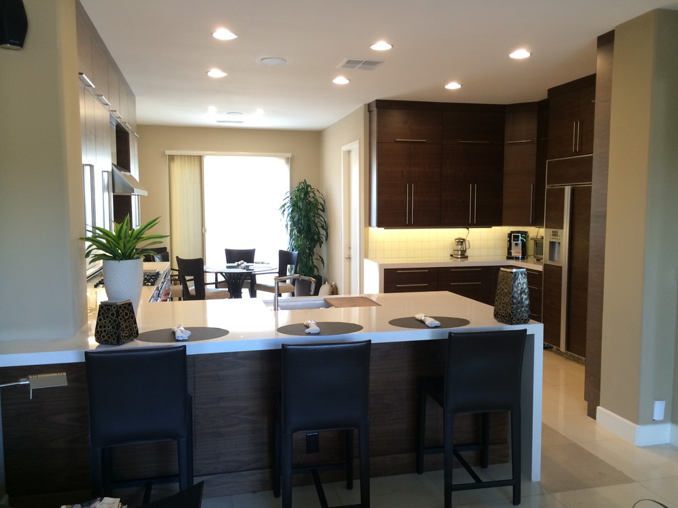Walnut horizontal grain cabinets - Contemporary - Kitchen - Las Vegas ...