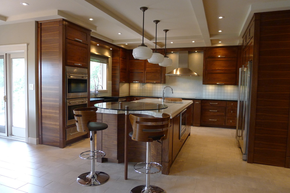Walnut horizontal grain kitchen - Contemporary - Kitchen - Indianapolis ...