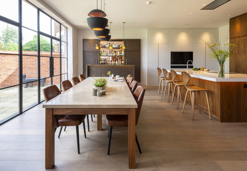 Walnut, Spray Painted and Liquid Metal Kitchen, Chiselhurst, Kent ...
