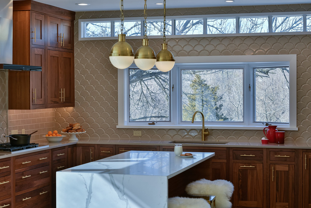 Walnut Waterfall Family Kitchen - Midcentury - Kitchen - St Louis - by ...