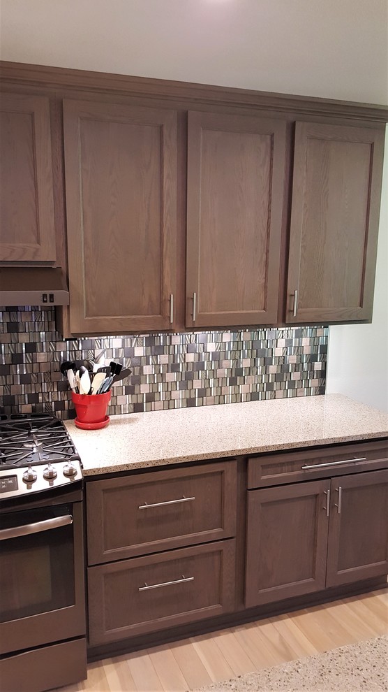 Warm, Grey Stained Oak Kitchen with Modern Accents - Contemporary ...
