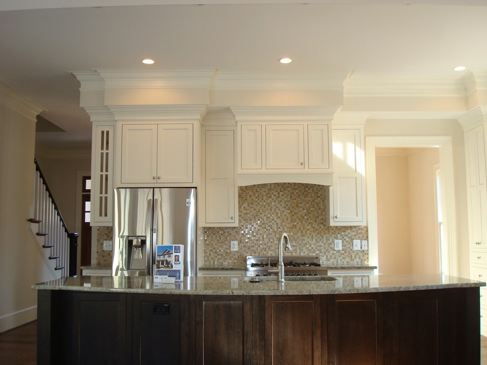 Waynewood Kitchen - White Inset Shaker Doors with Cherry Island ...
