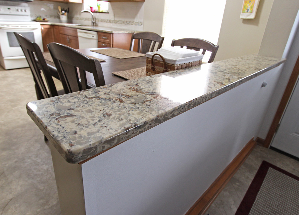 Waypoint Maple Spice Cabinets with Eternia Quartz Claremont Countertops ...