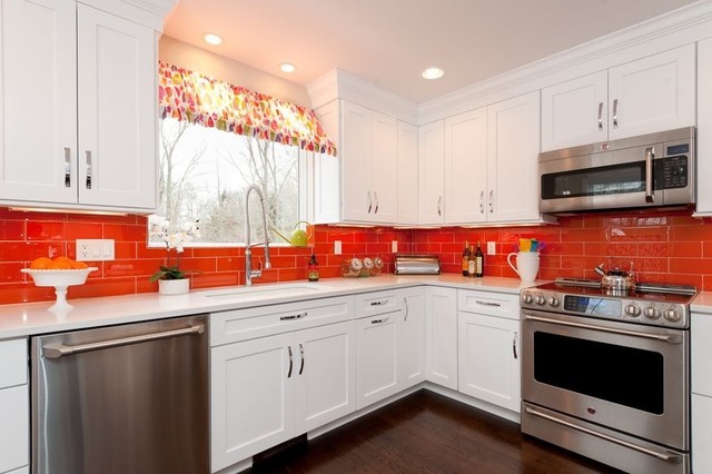 We moved the Kitchen to the front of the Cape Style house to allow the ...