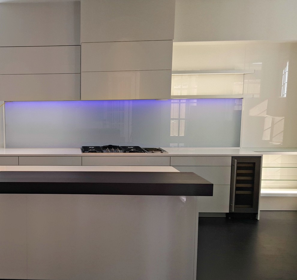 West University Modern Kitchen with unique Led Backsplash - Modern ...