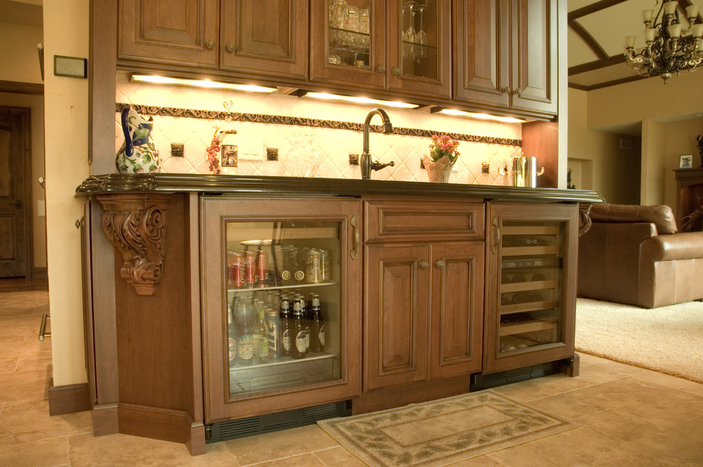 Wet bar with undercounter Sub Zero wine center and undercounter ...