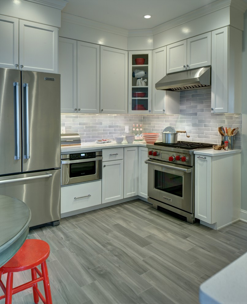 White & Gray Kitchen with Pops of Color - Transitional - Kitchen - New ...