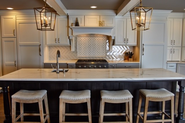 White and Grey Tri Color Kitchen - Transitional - Kitchen - New York ...