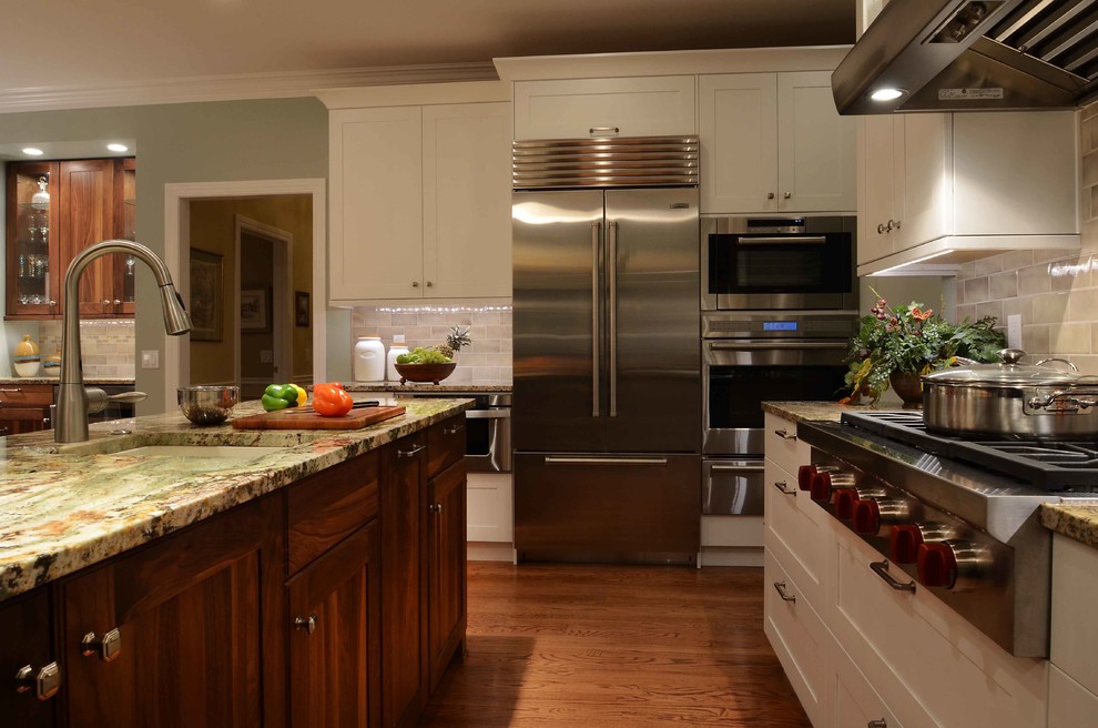 White and Walnut - Traditional - Kitchen - New York - by Bryce and ...