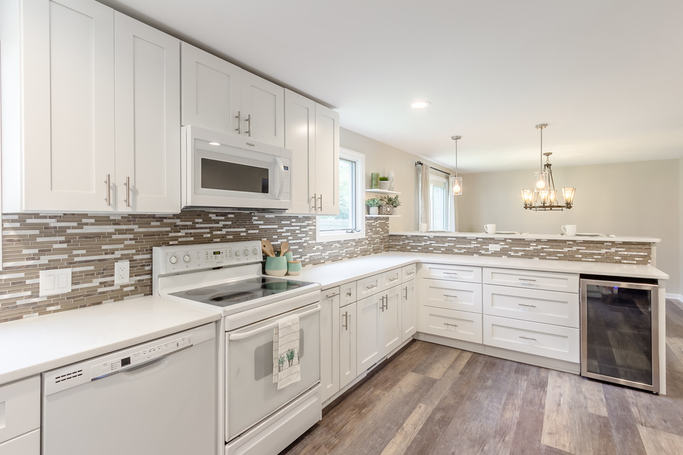 White Cabinets w/ Bar Height Peninsula - Modern - Kitchen - New York ...