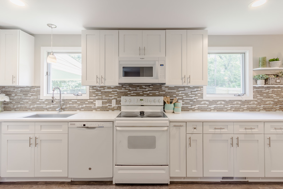 White Cabinets w/ Bar Height Peninsula - Modern - Kitchen - New York ...