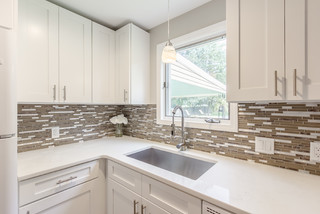 White Cabinets w/ Bar Height Peninsula - Modern - Kitchen - New York ...