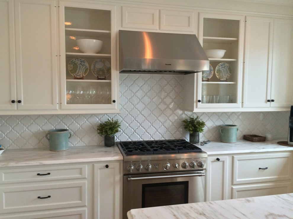 White Danby Marble Kitchen Countertop - Transitional - Kitchen ...