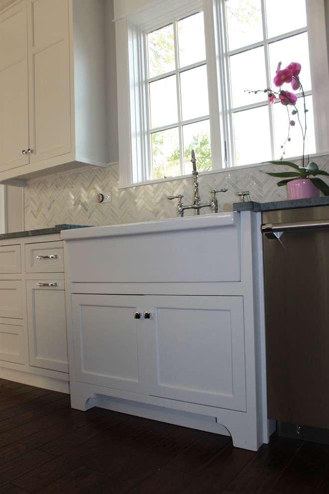 White Inset Cabinets with Glass - Traditional - Kitchen - Indianapolis ...