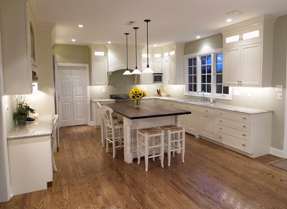 White Inset Kitchen in Gladwyne - Traditional - Kitchen - Philadelphia ...