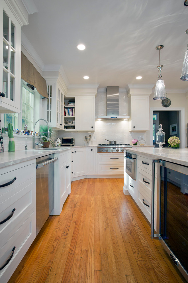 White Inset Kitchen with Square Frame - Transitional - Kitchen - Other ...
