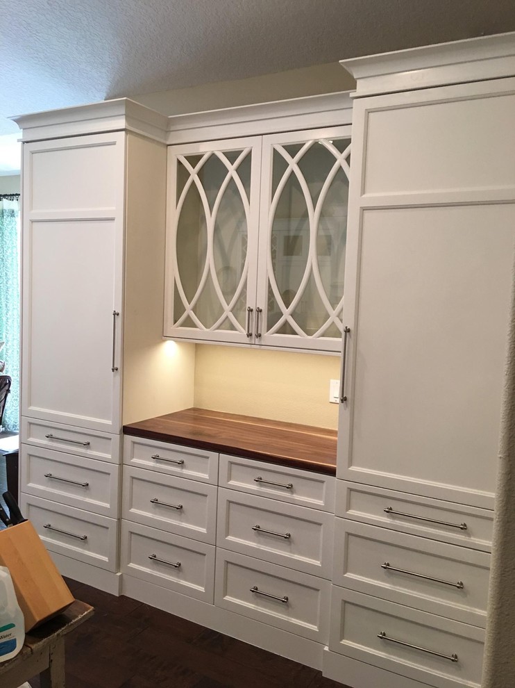 White Kitchen Double Arch Mullion Doors Cabinetry & work space ...