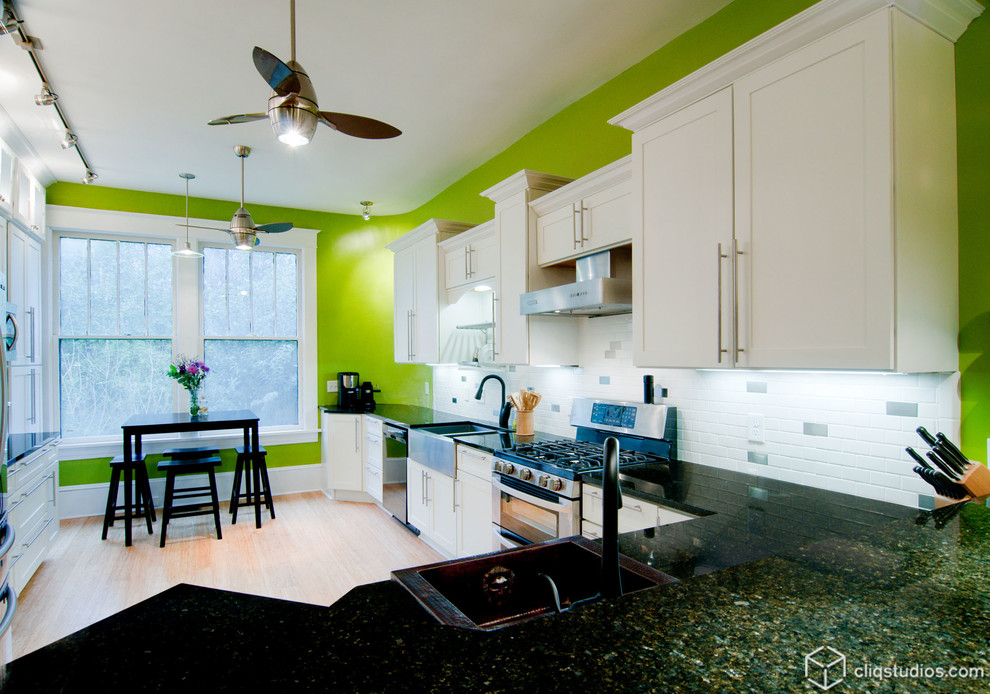 White Kitchen in a 1918 Cottage Style Farmhouse - Contemporary ...
