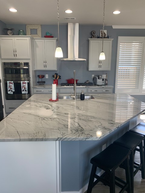 White Kitchen in "Infinity White" Quartzite Countertops - Transitional ...