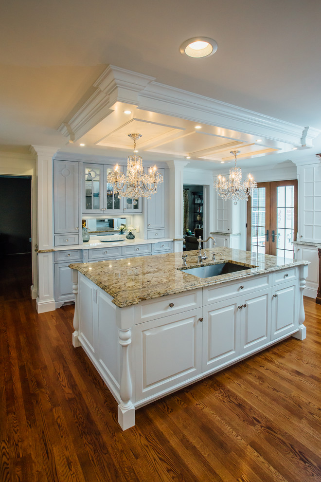 White Kitchen with Blue China Hutch - Traditional - Kitchen - New York ...