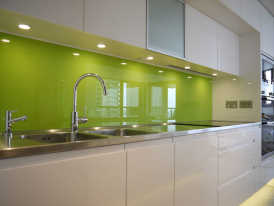 White Kitchen with Bright Splashback, Barbican - Contemporary - Kitchen ...