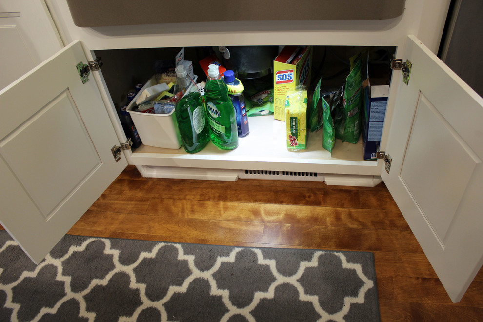 White Kitchen with Espresso Island and Eternia Caringdale Quartz ...