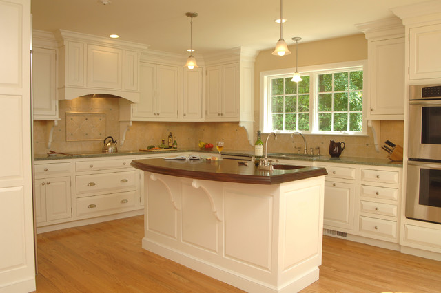 White Kitchen with Window Seating - Traditional - Kitchen - New York ...