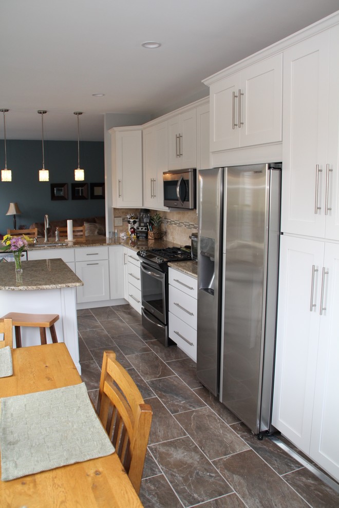 White L-Shape Open Kitchen - Traditional - Kitchen - Philadelphia - by ...