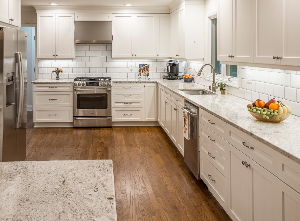 White L-Shaped Kitchen Upgrade - French Country - Kitchen - Atlanta ...
