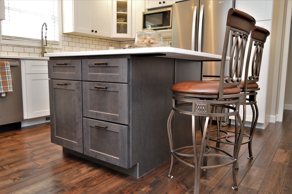 White Maple Kitchen with Dark Island. BaileyTown USA. Wheatfield, IN ...