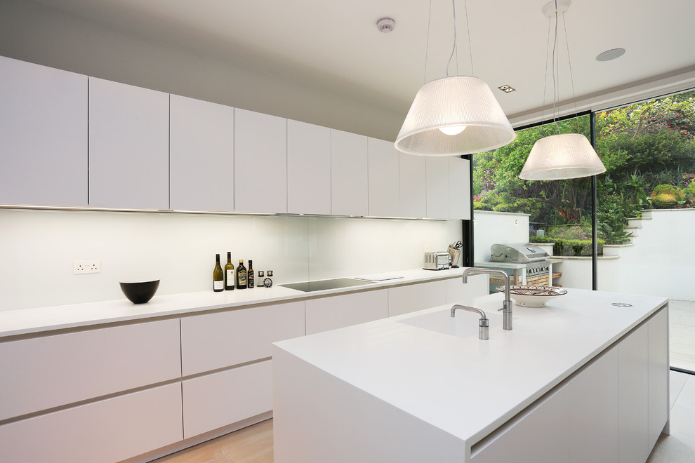 White matt handleless kitchen - Contemporary - Kitchen - London - by ...