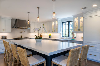 White Modern Kitchen with Compac Quartz Counters and Island - Modern ...