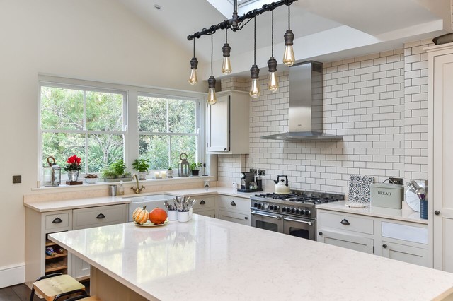 White open plan kitchen - Contemporary - Kitchen - Surrey - by Handmade ...