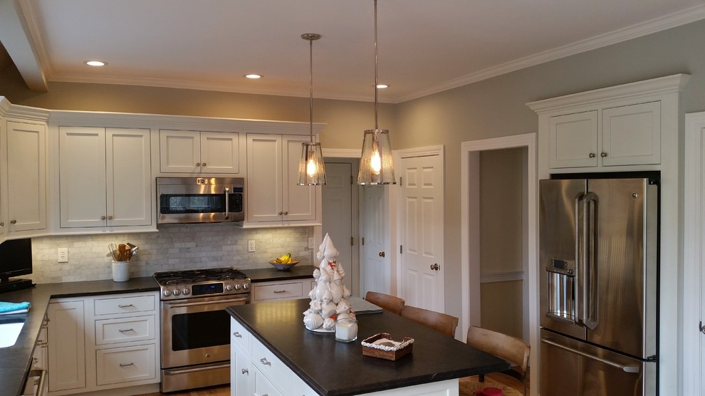 white painted inset kitchen cabinets - Traditional - Kitchen - New York ...